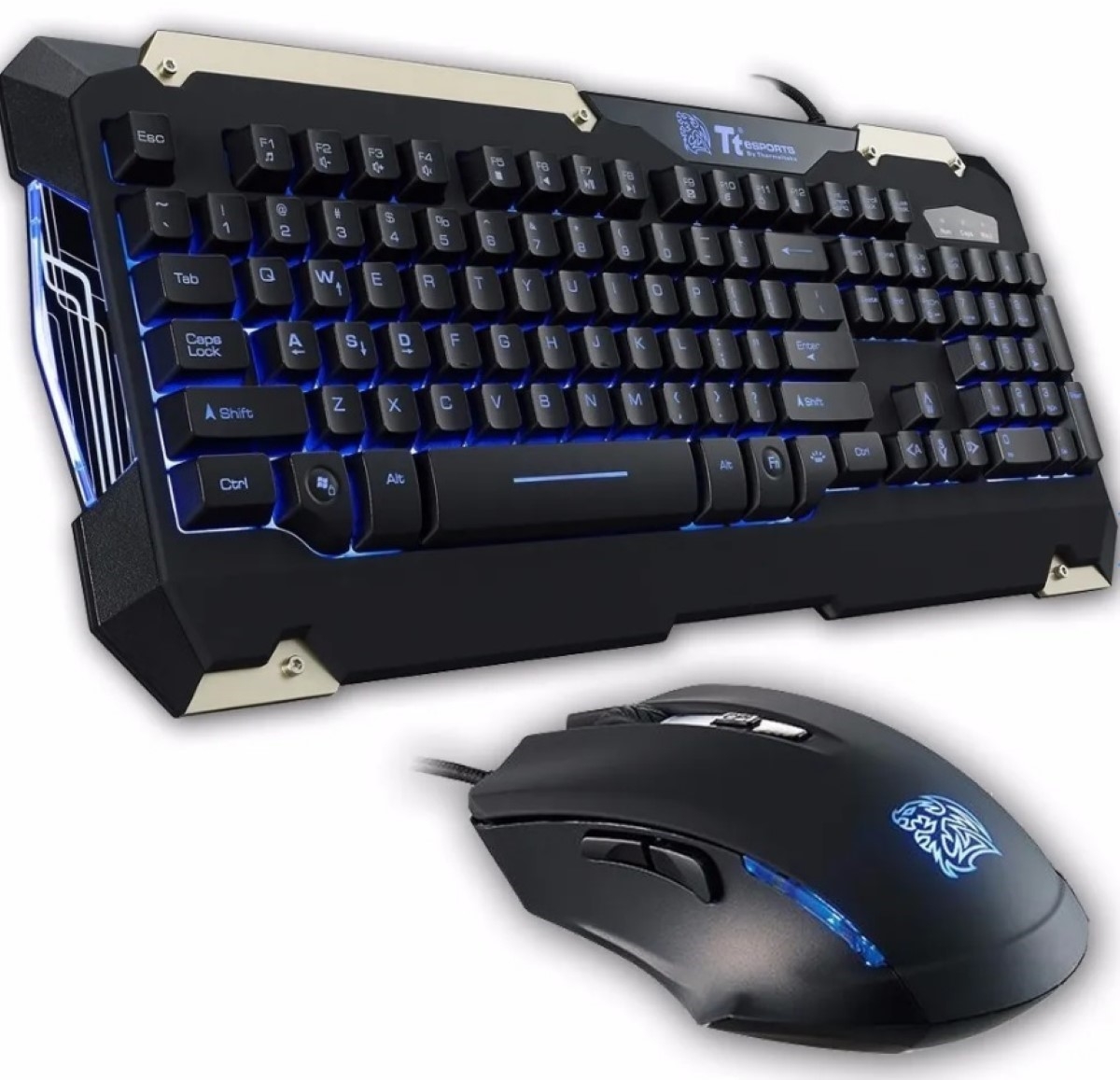 Kit Teclado Mouse Gamer Retroiluminado Azul Commander Thermaltake ...