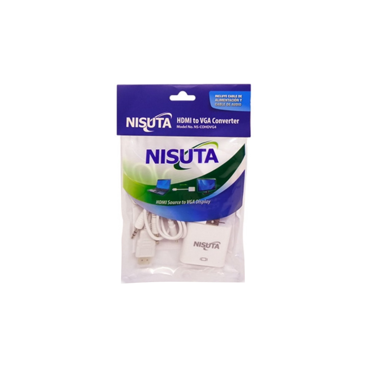 Conversor HDMI a VGA C/ Alimentación (Apto PS4) Nisuta | Lang Tecnologia