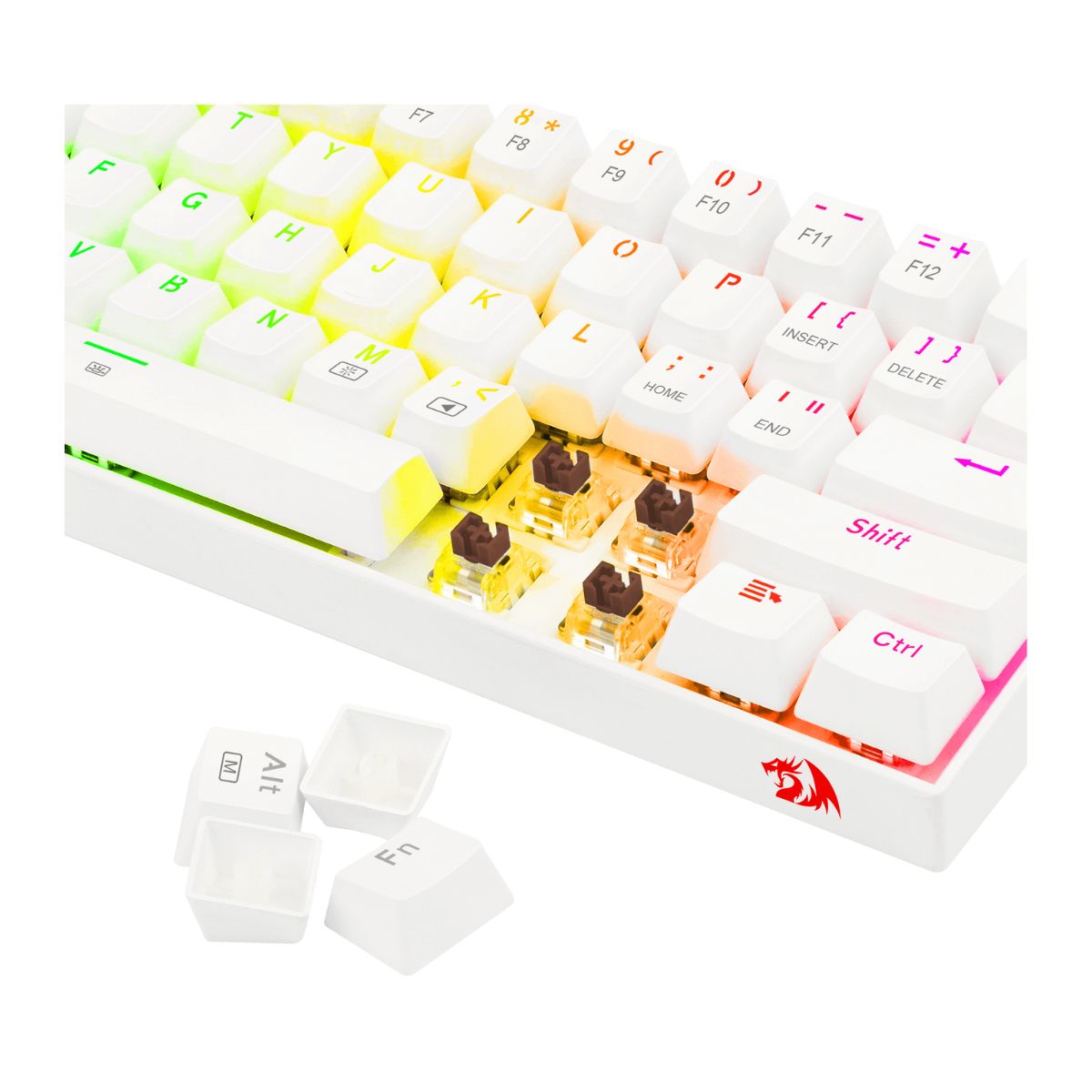 Teclado Mecanico Gamer RGB Dragonborn Switch Marron Blanco Redragon ...