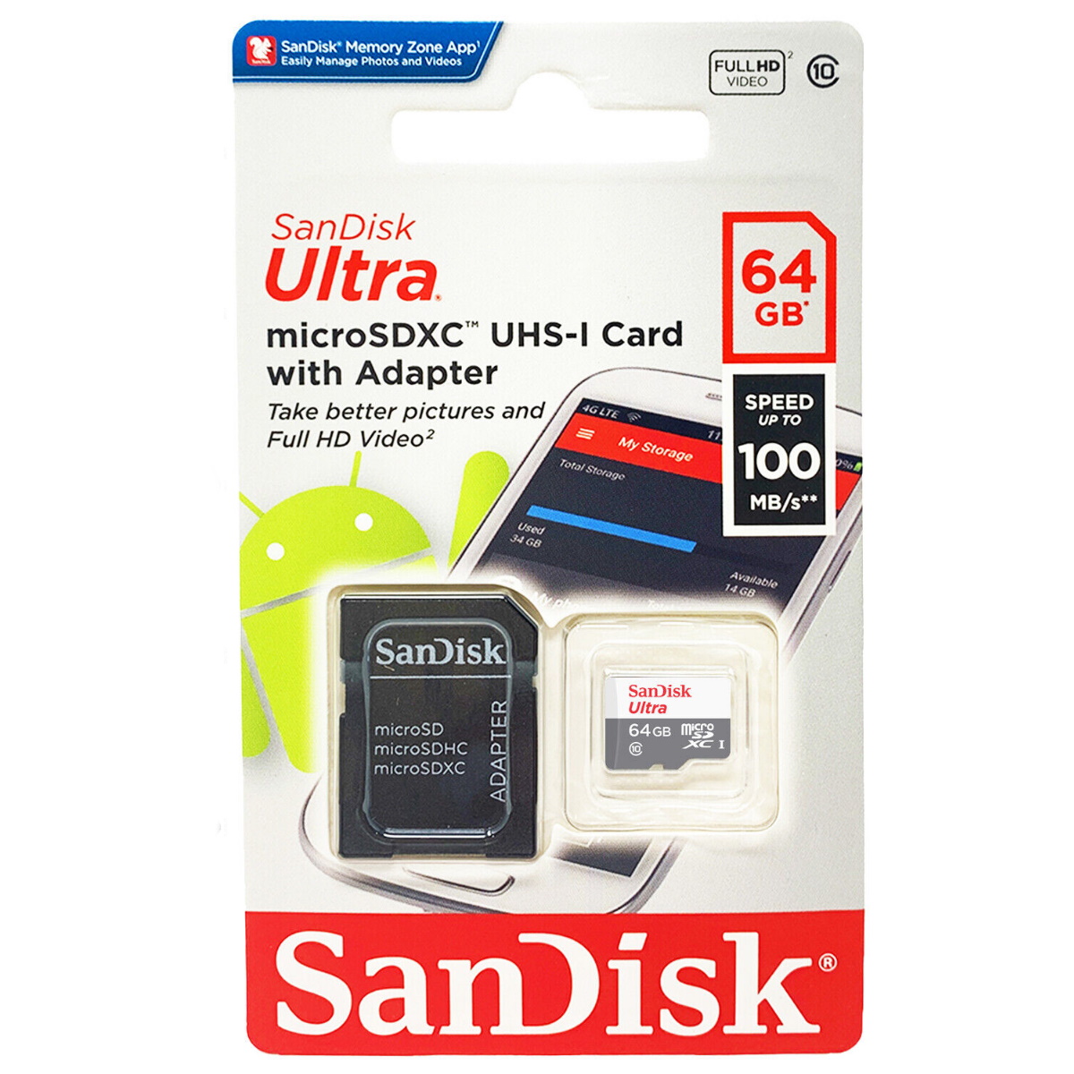 Memoria MicroSD 64GB Ultra 100Mb Clase 10 Sandisk | Lang Tecnologia