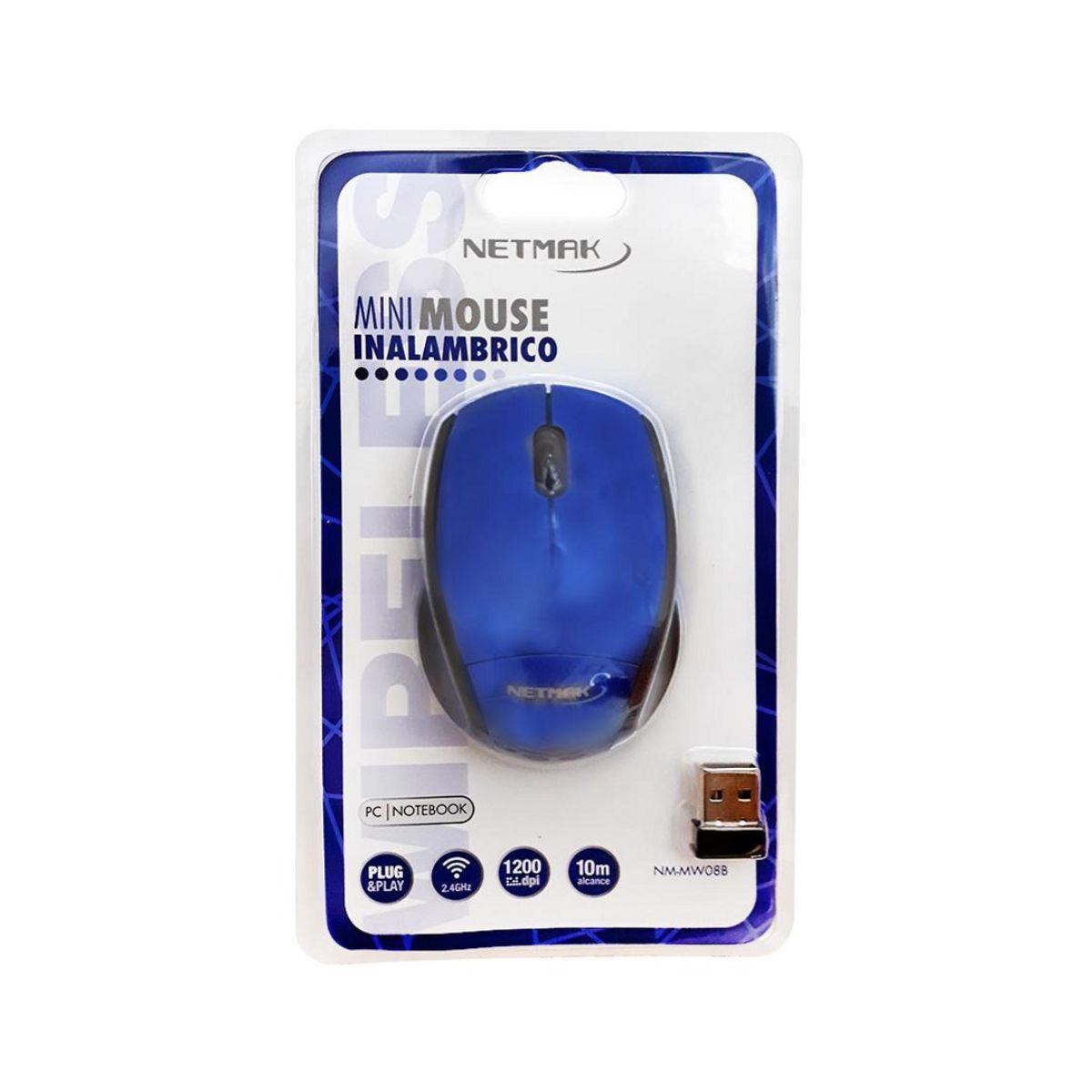 Mouse Inalambrico Mini MW08 Azul Netmak | Lang Tecnologia