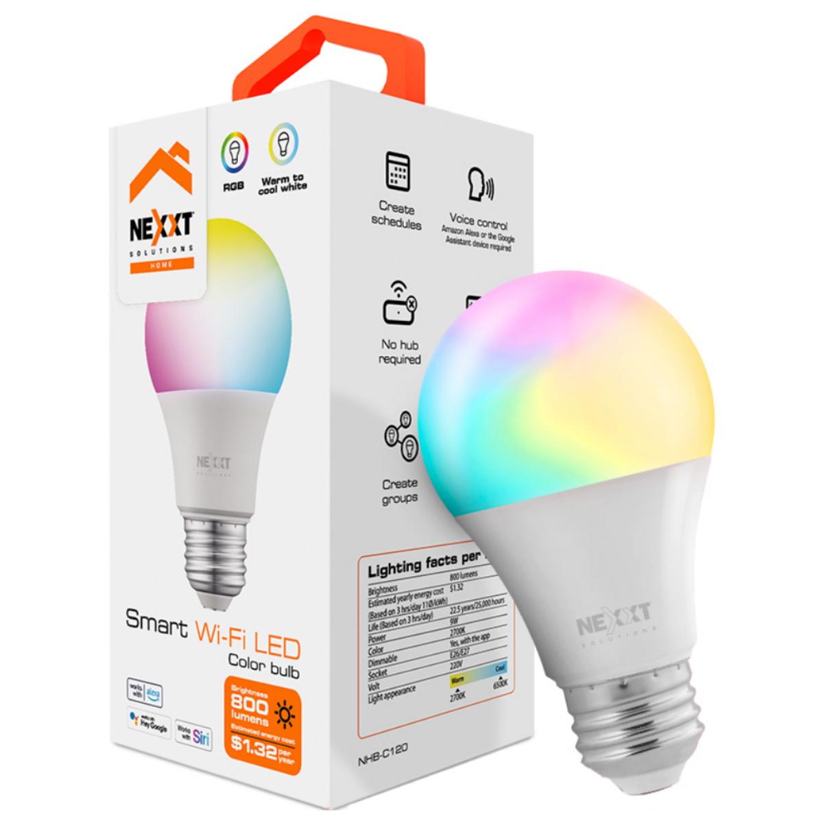 Lampara Led Smart Rgb 220v 9w WiFi A19 Nexxt | Lang Tecnologia